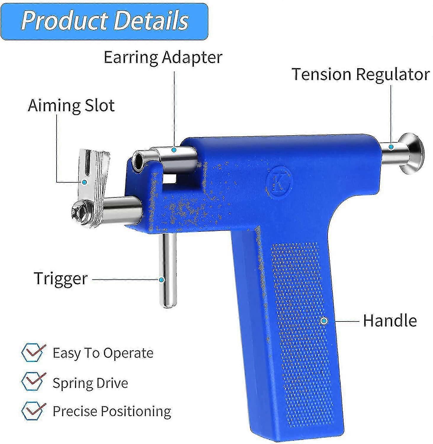 Ear Piercing Gun Kit, Evatage Self Earring Pericings Gun Tools Set ...