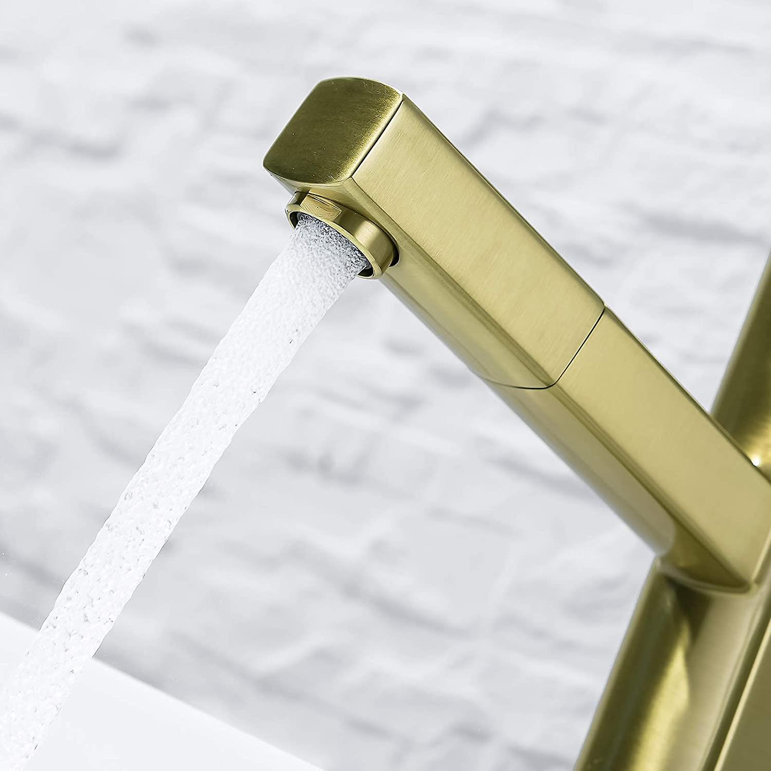 Basin Mixer Tap Tall Brushed Gold Bathroom Pull Out Basin Faucet ...