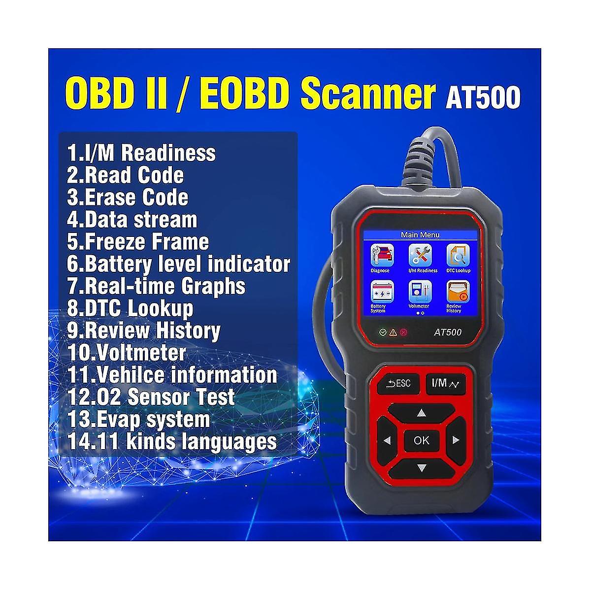 Obd2 Scanner, At500 Obd2 Scanner Diagnostic Tool Car Engine Fault Code ...