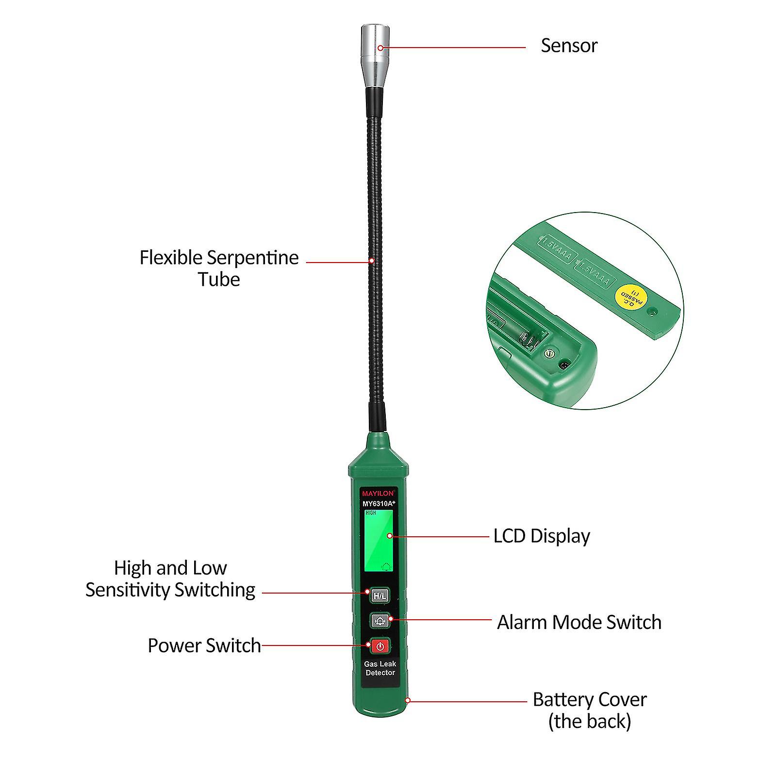 MAYILON Gas Leak Detector Natural Gas Detector with 8-inch Probe ...