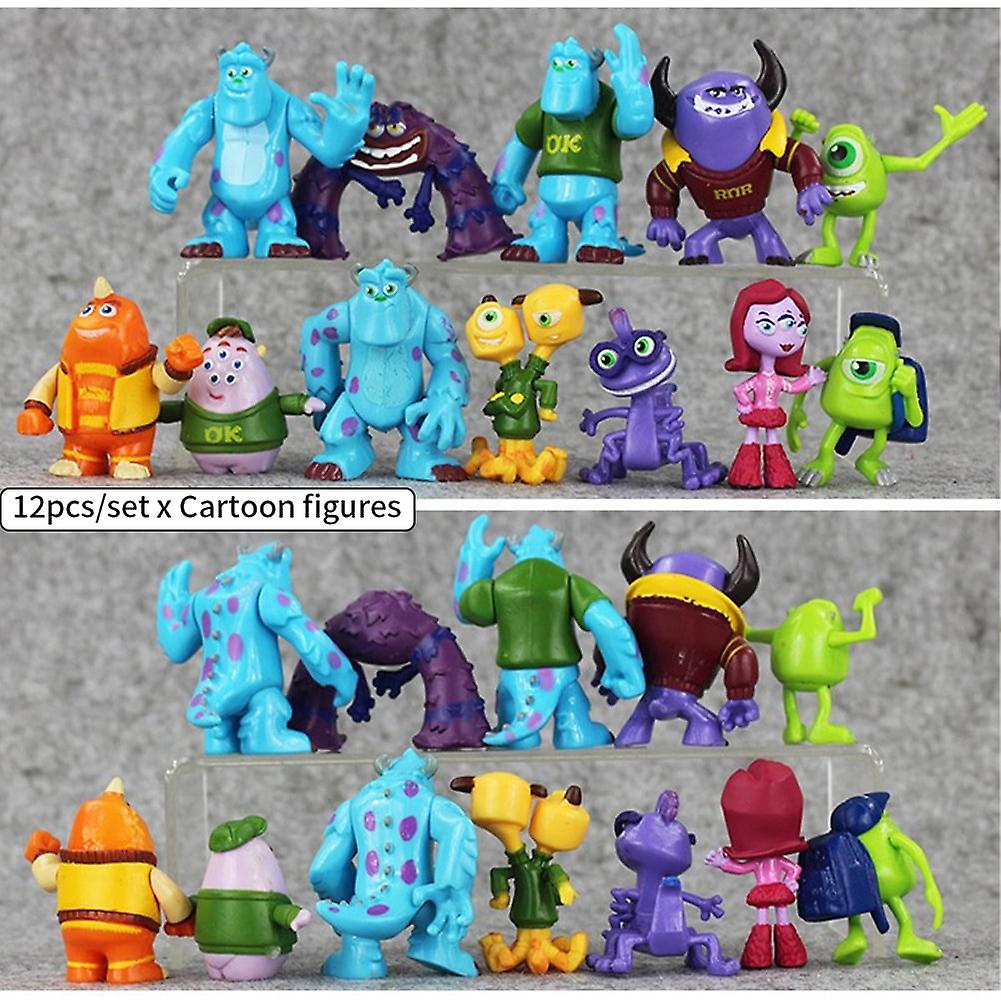 12pcs Cute Cartoon Mini Figure Set 2-2.3inch PVC Pi-xar Monsters Inc ...