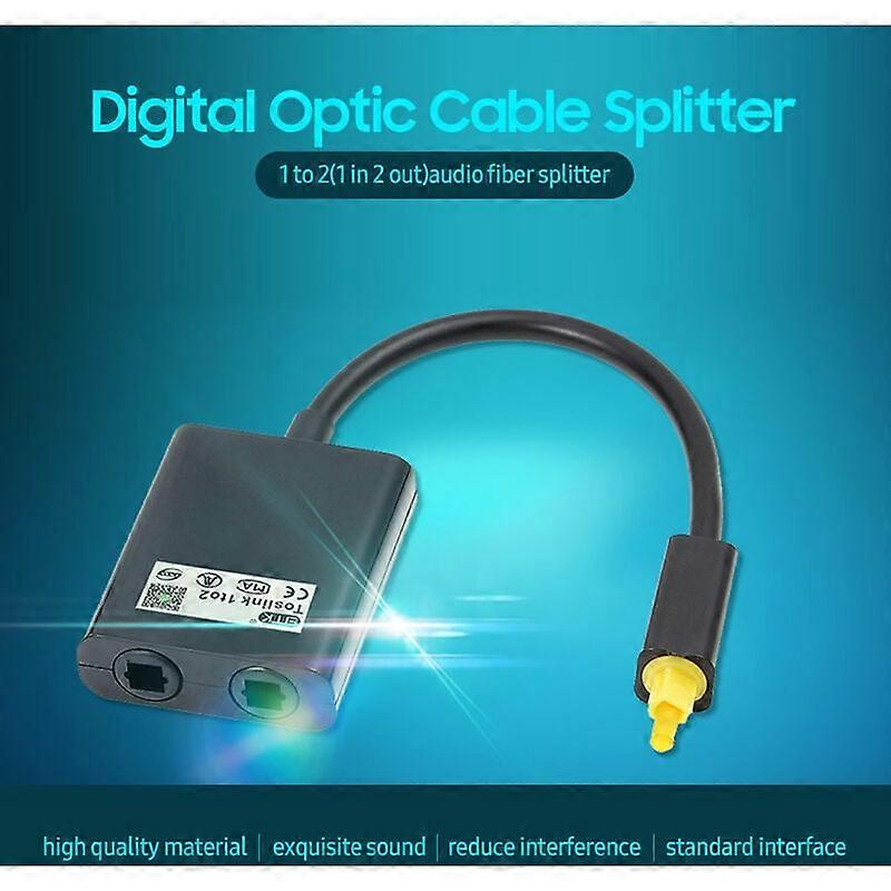 1 to 2 Digital Optical Cable Splitter Audio Adapter Fiber Optic Audio ...