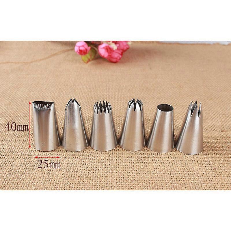 Set of 6 large professional pastry nozzles for decorating cakes and ...