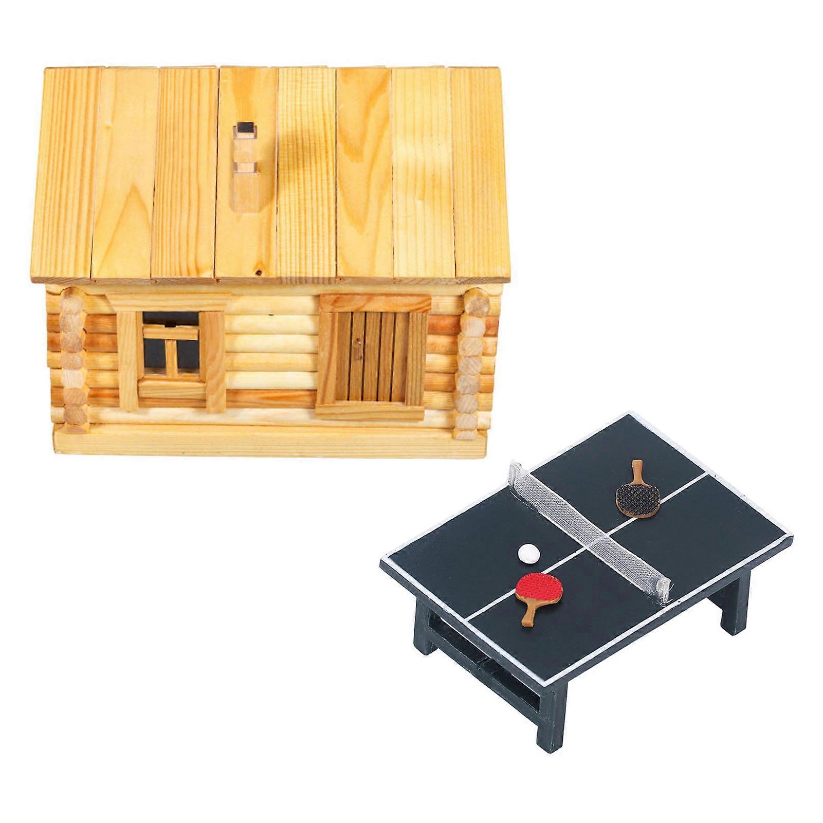 Dollhouse Table Tennis Set Resin Realistic Miniature Table Tennis Model ...