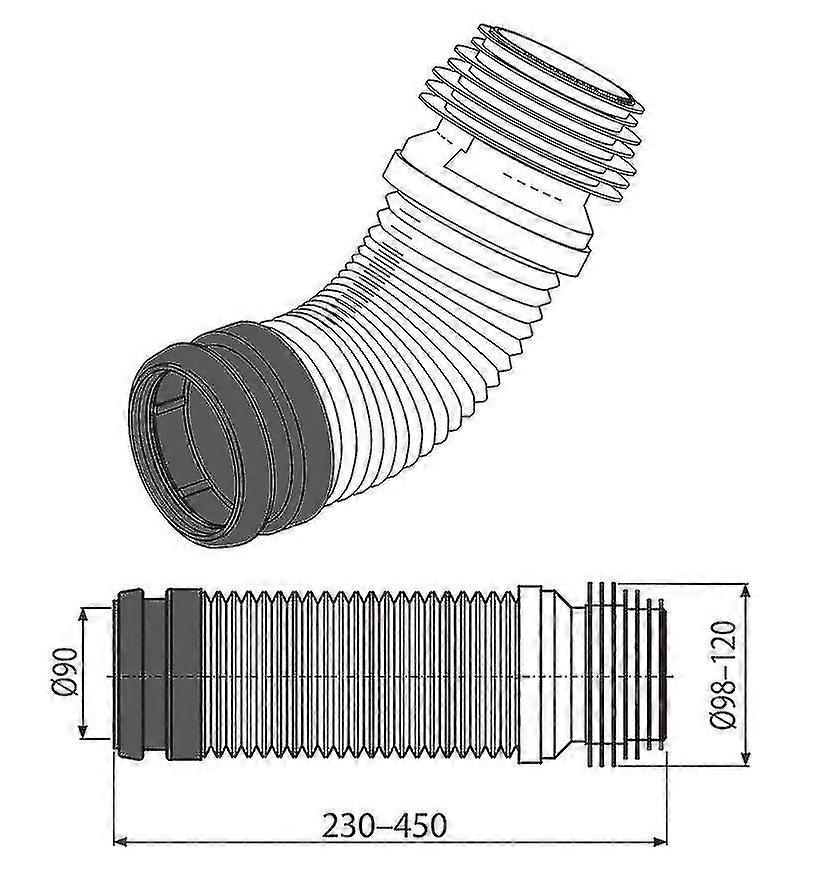 Universal Range Flexi Plastic Flexible Wc Toilet Elbow Waste Connector ...