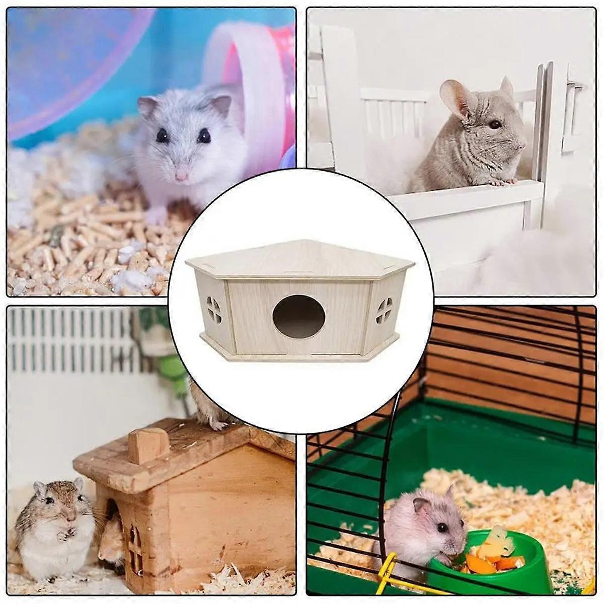 Hedgehog House Small Animal Habitat Wooden Hide Hut Playground Small ...