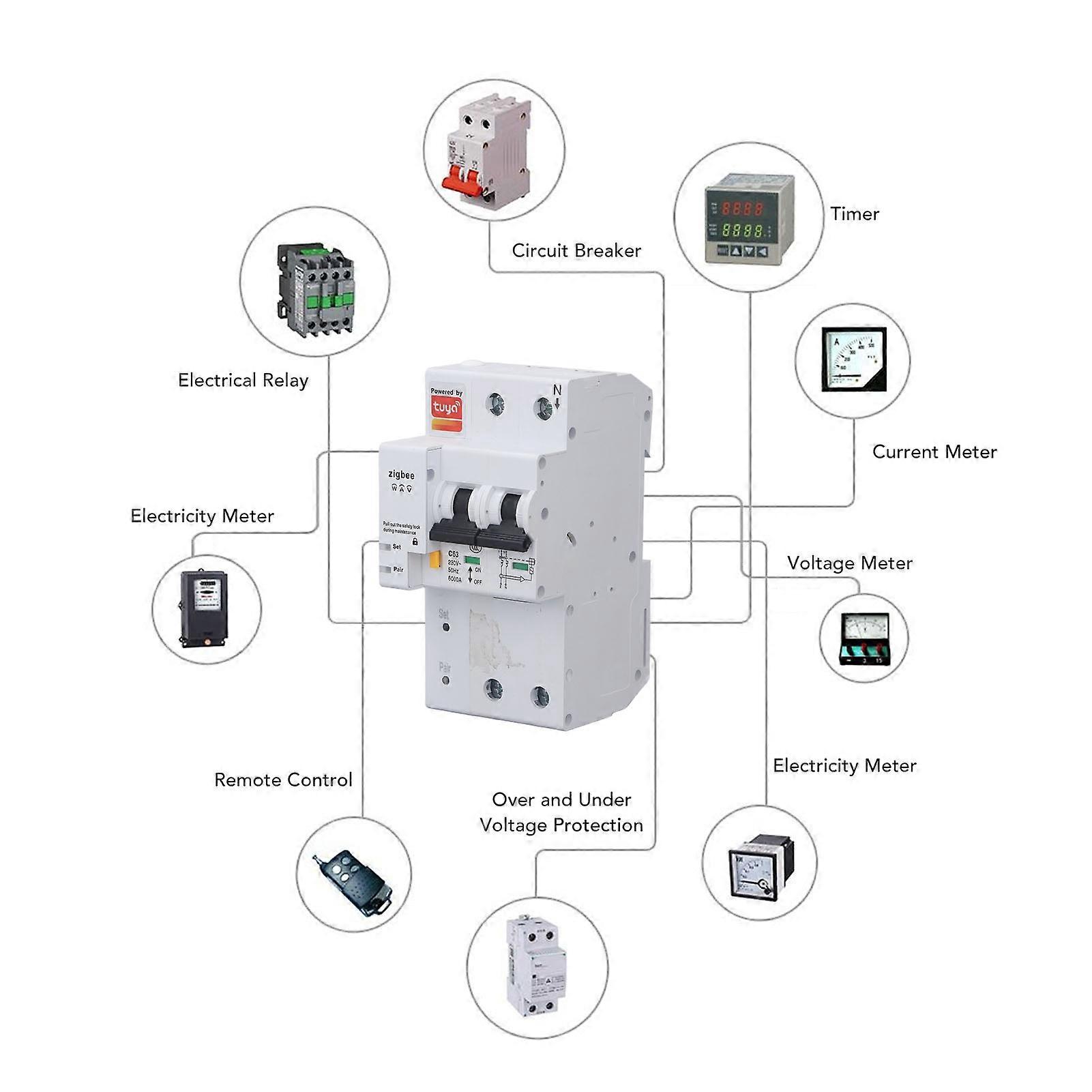 Smart WiFi Circuit Breaker 2P Voice Phone Remote Control Circuit ...