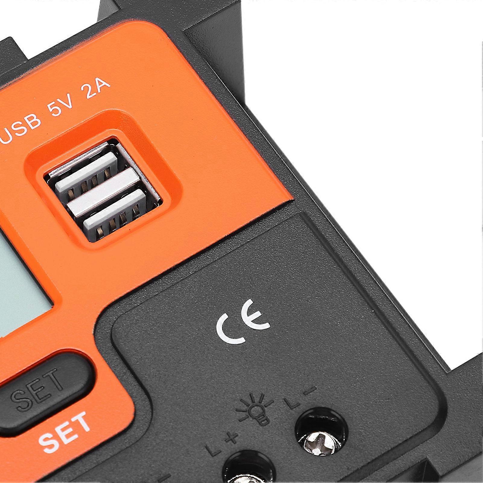 60A Solar Controller PWM Charging LCD Display Solar Regulator with 2 USB 5V Output 12V 24V 48V ...