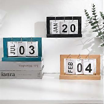 Perpetual Calendar Wooden Flip Calendar Wooden Retro Table Calendar ...
