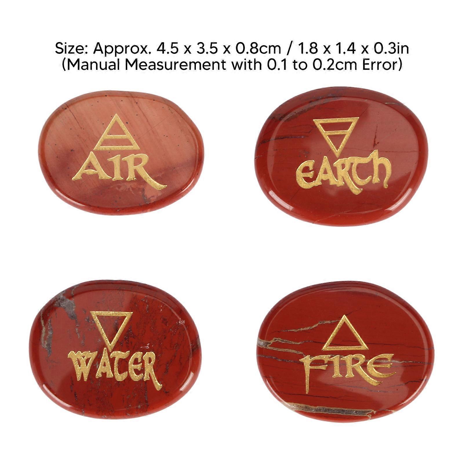 4 Elements Assorted Stones Engraved Triangular Symbols Earth Air Fire ...