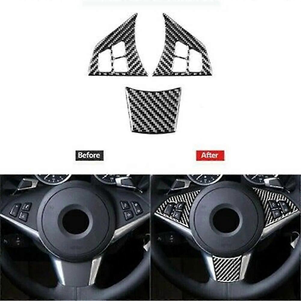 Carbon Fiber Car Stickers For BMW E60 5-Series 2004-2010 Steering Wheel ...
