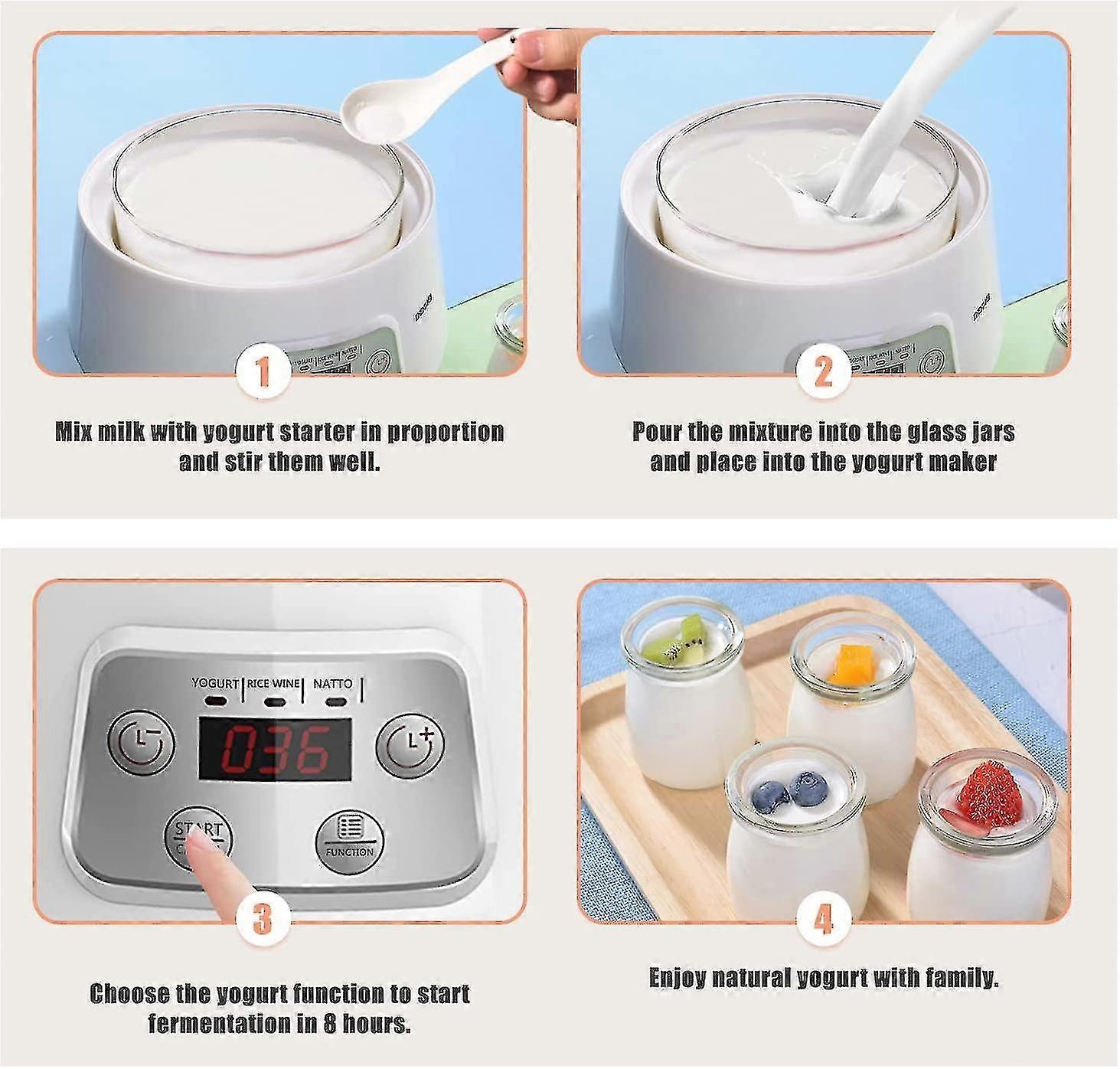 Yogurt Maker,3 In 1 Greek Yogurt Maker Machine,can Make Yogurt/natto ...