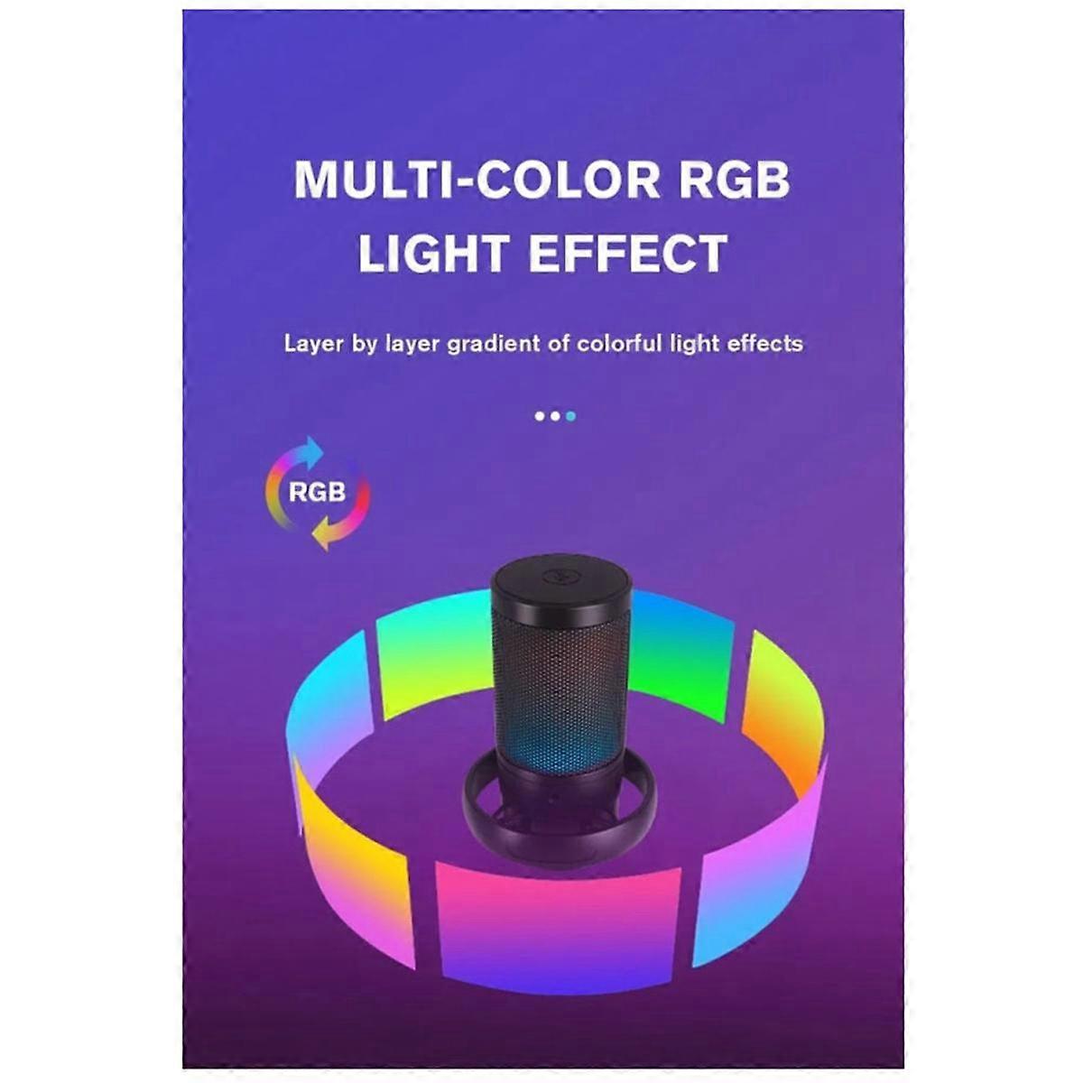 Gaming RGB Recording Microphone with Adjustable Arm Stand USB Desktops ...