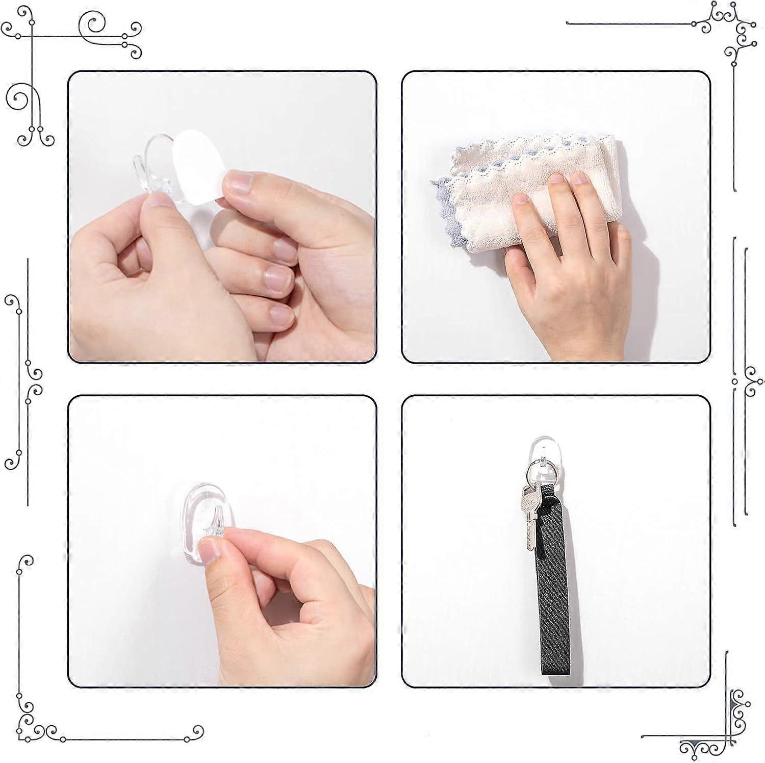 30 Pieces Clear Adhesive Wall Hooks for Hanging, Transparent Reusable ...