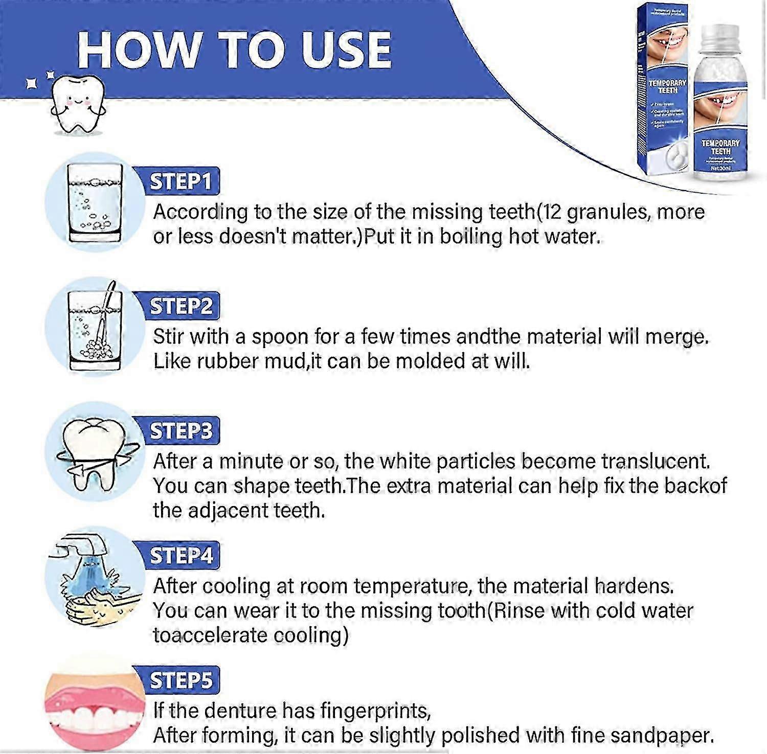 Tooth Repair Kit, Temporary Tooth Filling Repair Kit with 4 Tools ...