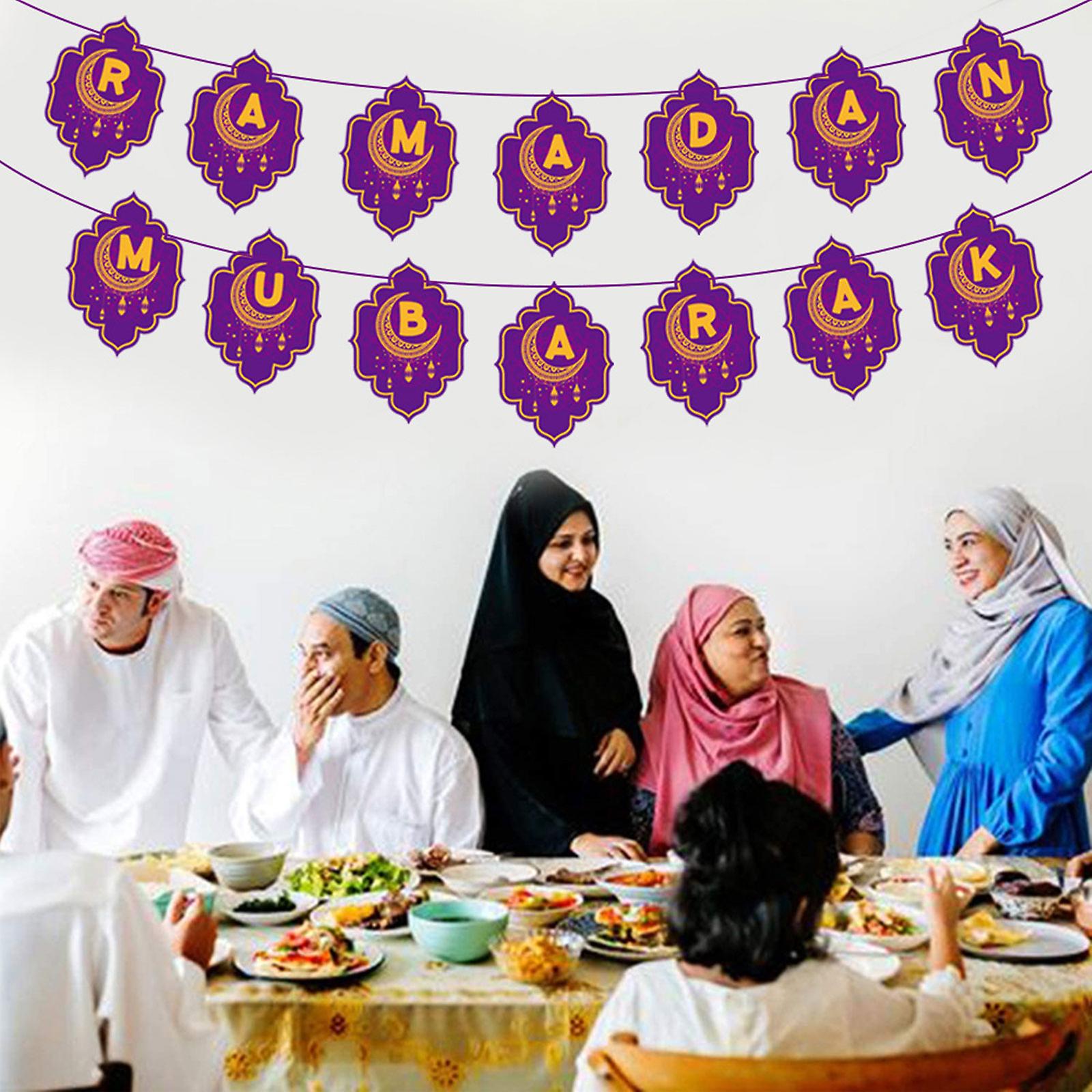 Eid Mubarak for Banner Moon Star Pull Flag Party Decorations Supplies ...