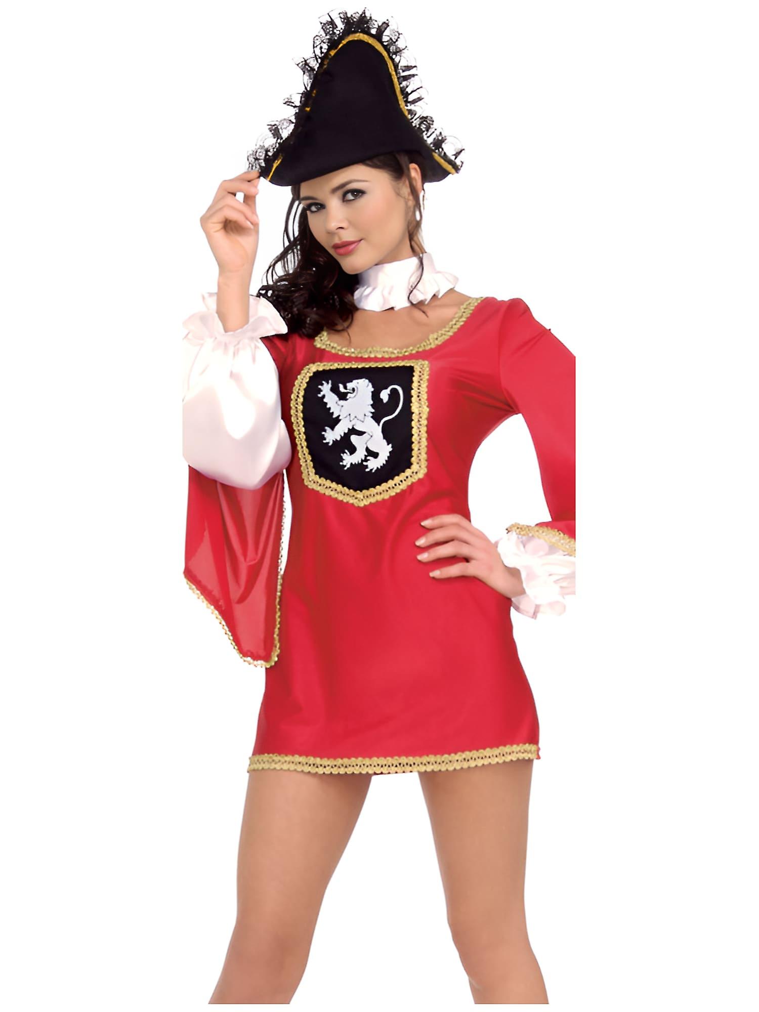 Musketeer Knight Pirate Medieval Swashbuckler Caribbean Women Costume ...