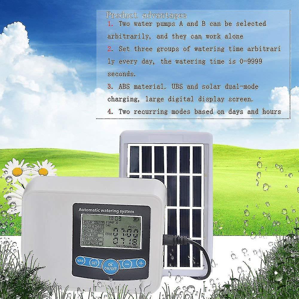 Solar Dual-pump Drip Irrigation System Kits Water Pump Controller Timer ...