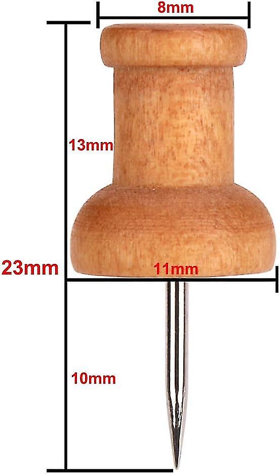 Bulletin Board Push Pins - 100 Pcs - Set Of Wooden Push Pins For Cork ...