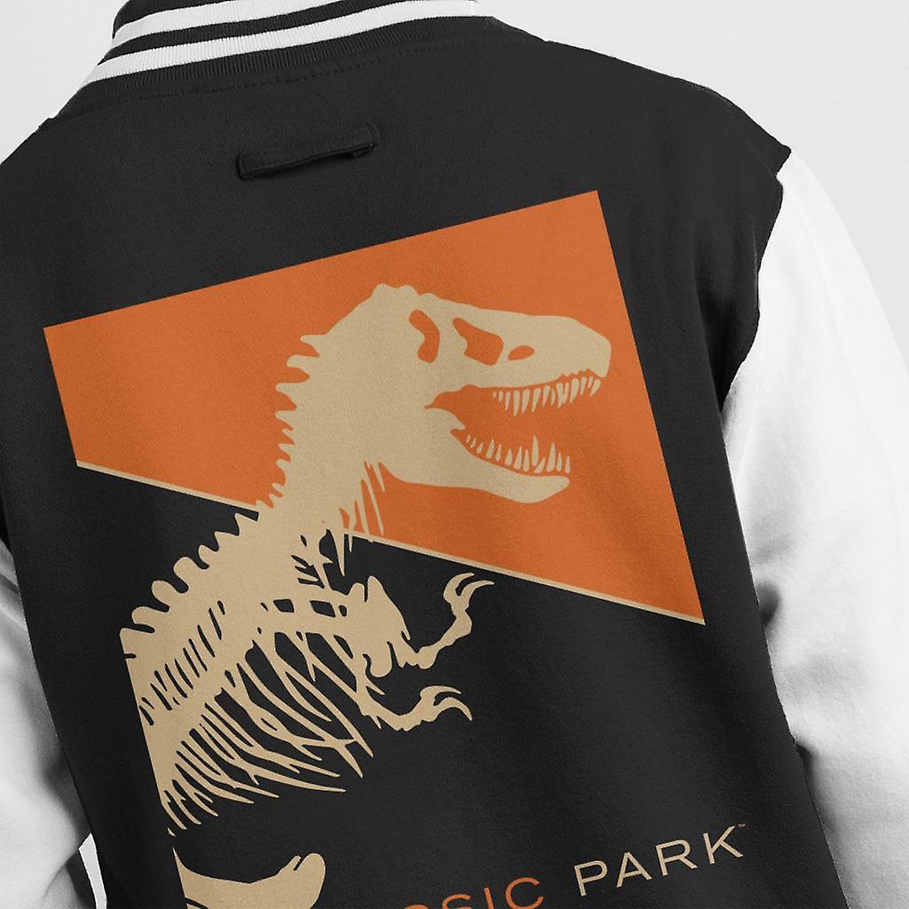 Jurassic Park T Rex Skeleton Orange Background Men's Varsity Jacket ...