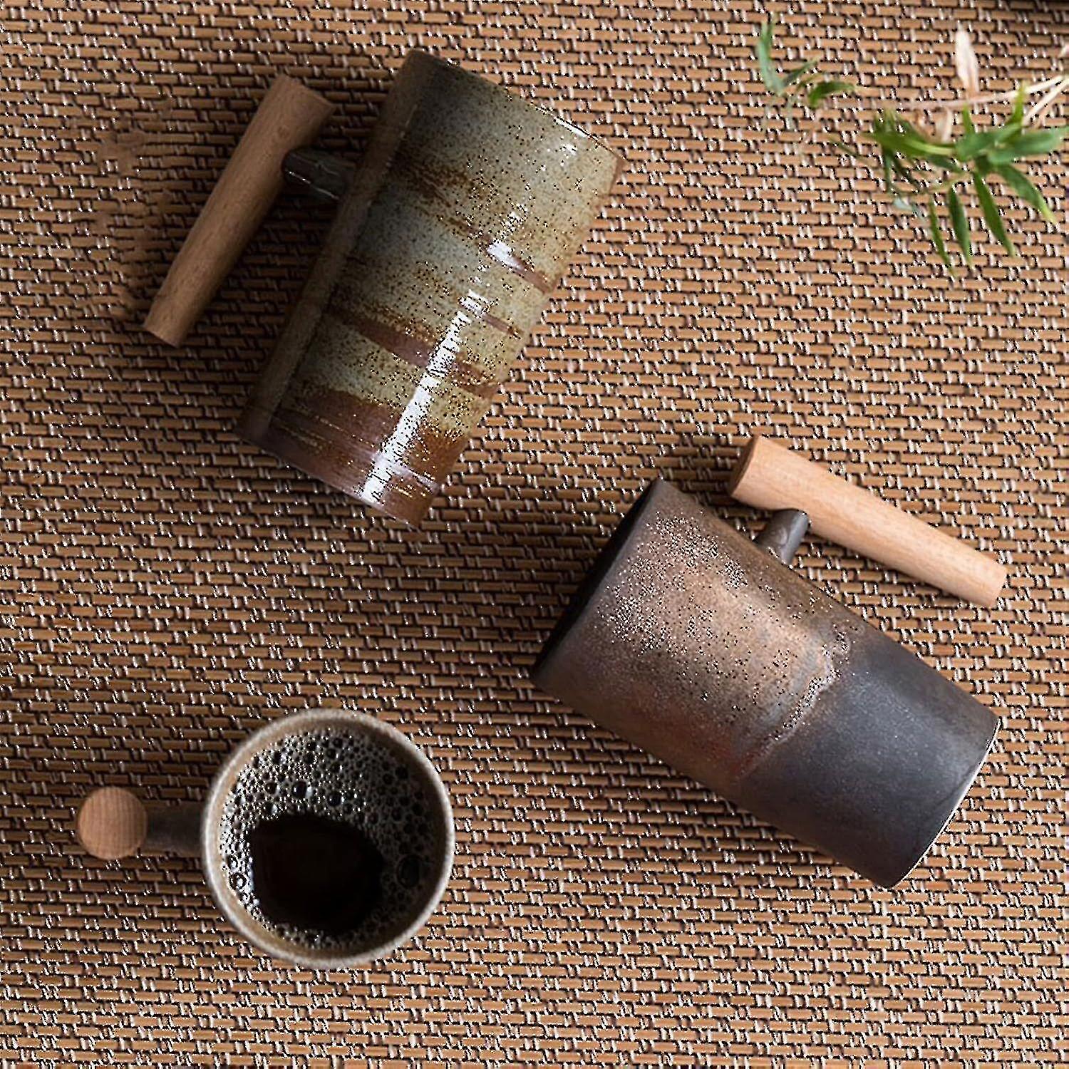 Nordic Earth Mugs Japanese-style Vintage Ceramic Coffee Mug With Wood ...