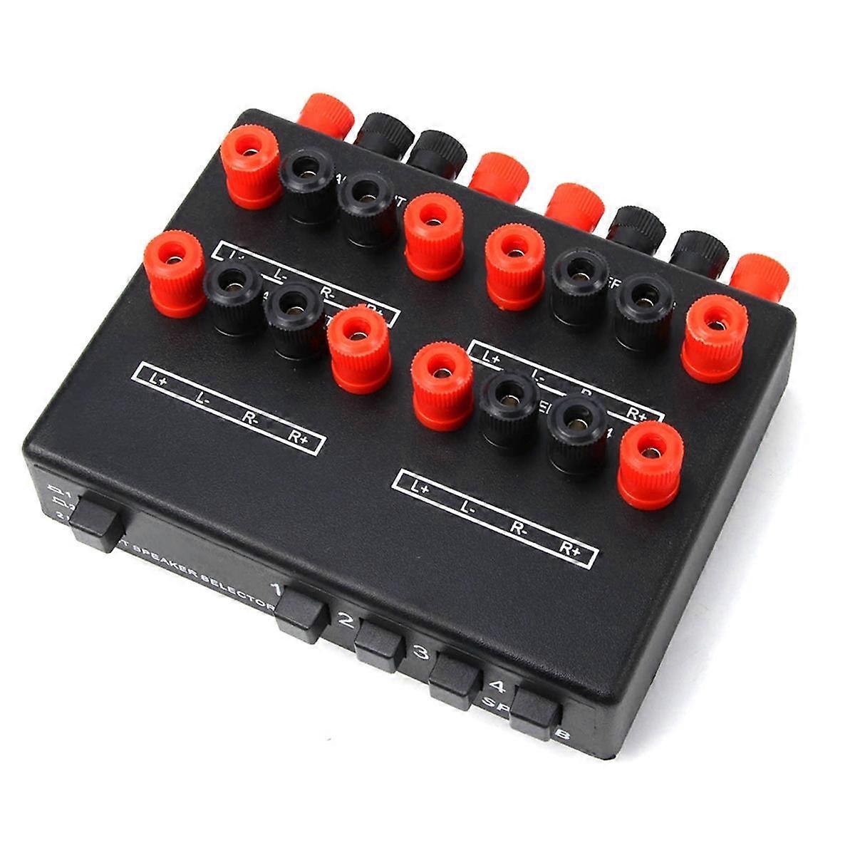 Mini 2-IN-4-OUT Stereo Audio Selector Amplifier Switcher Box Speaker Splitter SP-24B Speaker ...