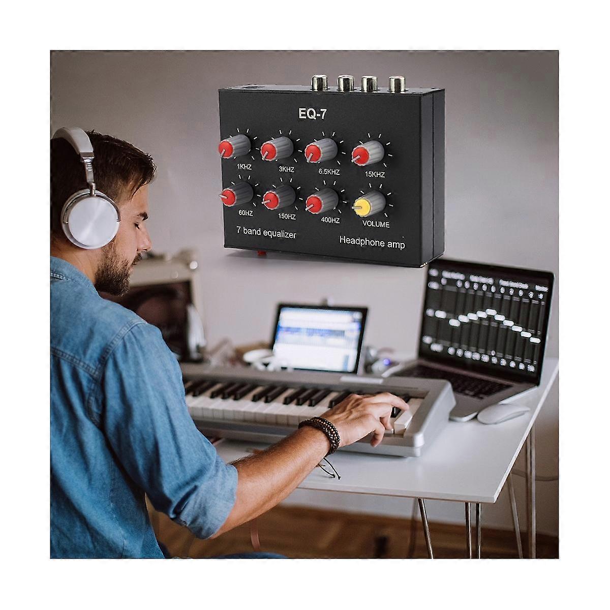 EQ-7 Car Audio Headset Amplifier 7-Band EQ Equalizer 2 Channel Digital ...