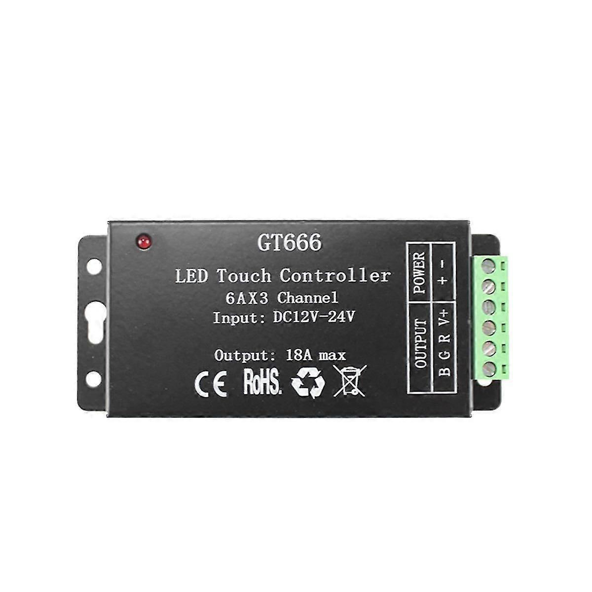 GT666 RGB LED Controller Wireless RF Touch Remote DC 12V 24V 18A 3 ...