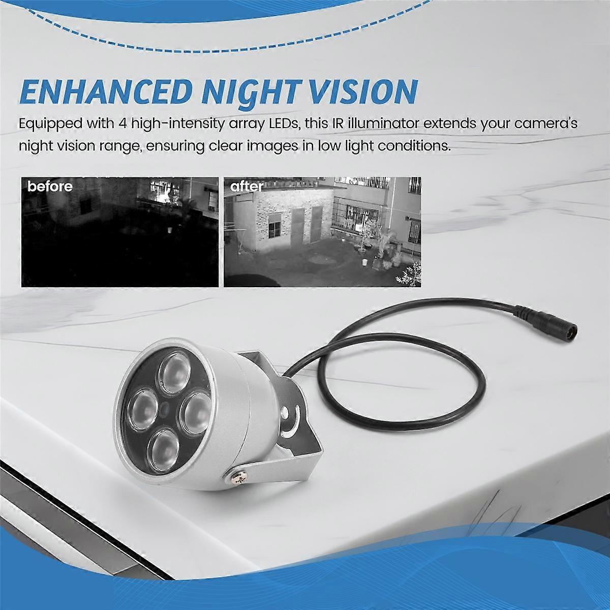 4 Array LEDs Infrared Waterproof Night Vision IR Illuminator Light Fill ...