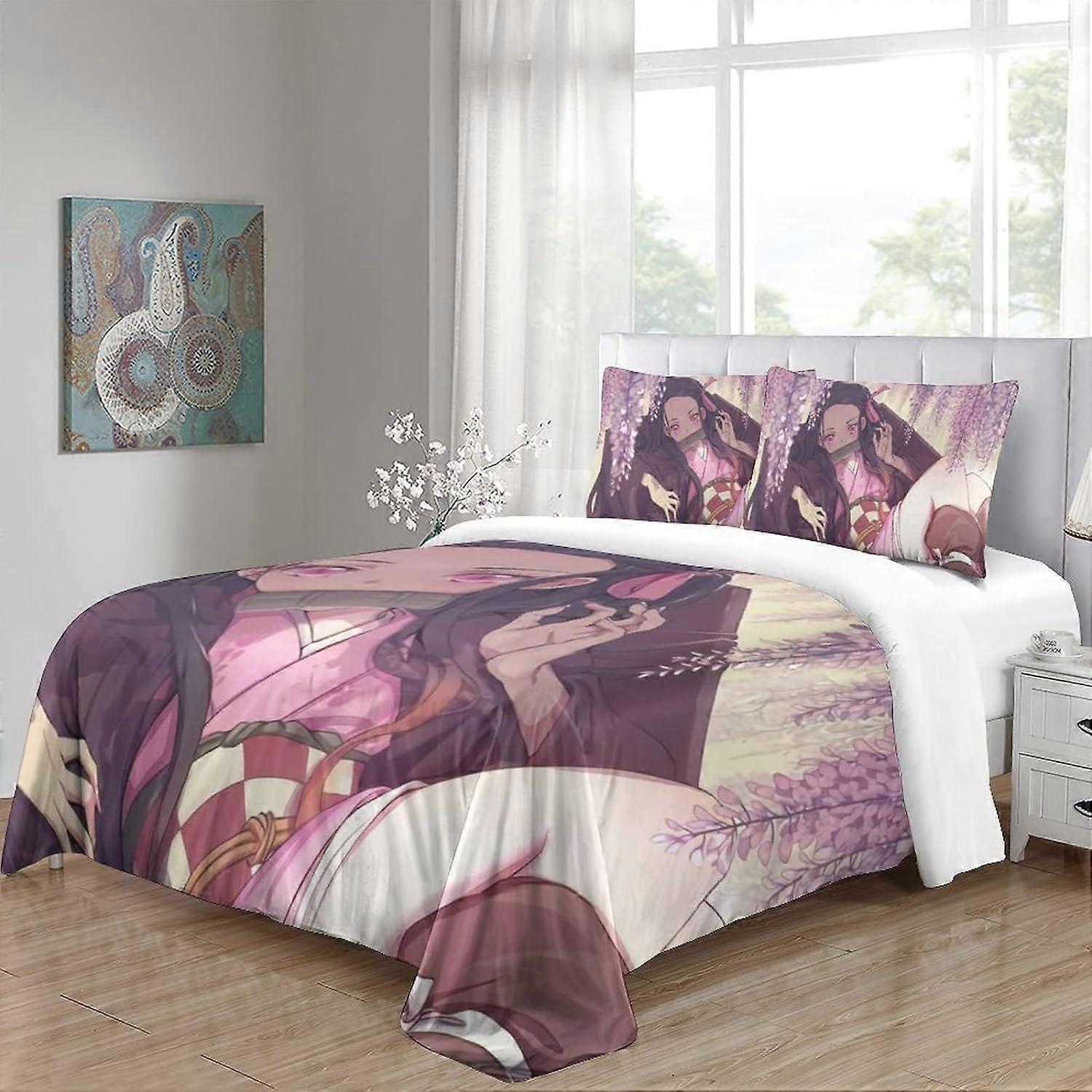 Demon Slayer Nezuko D Print Duvet Cover Rengoku Quilt Cover Microfiber ...