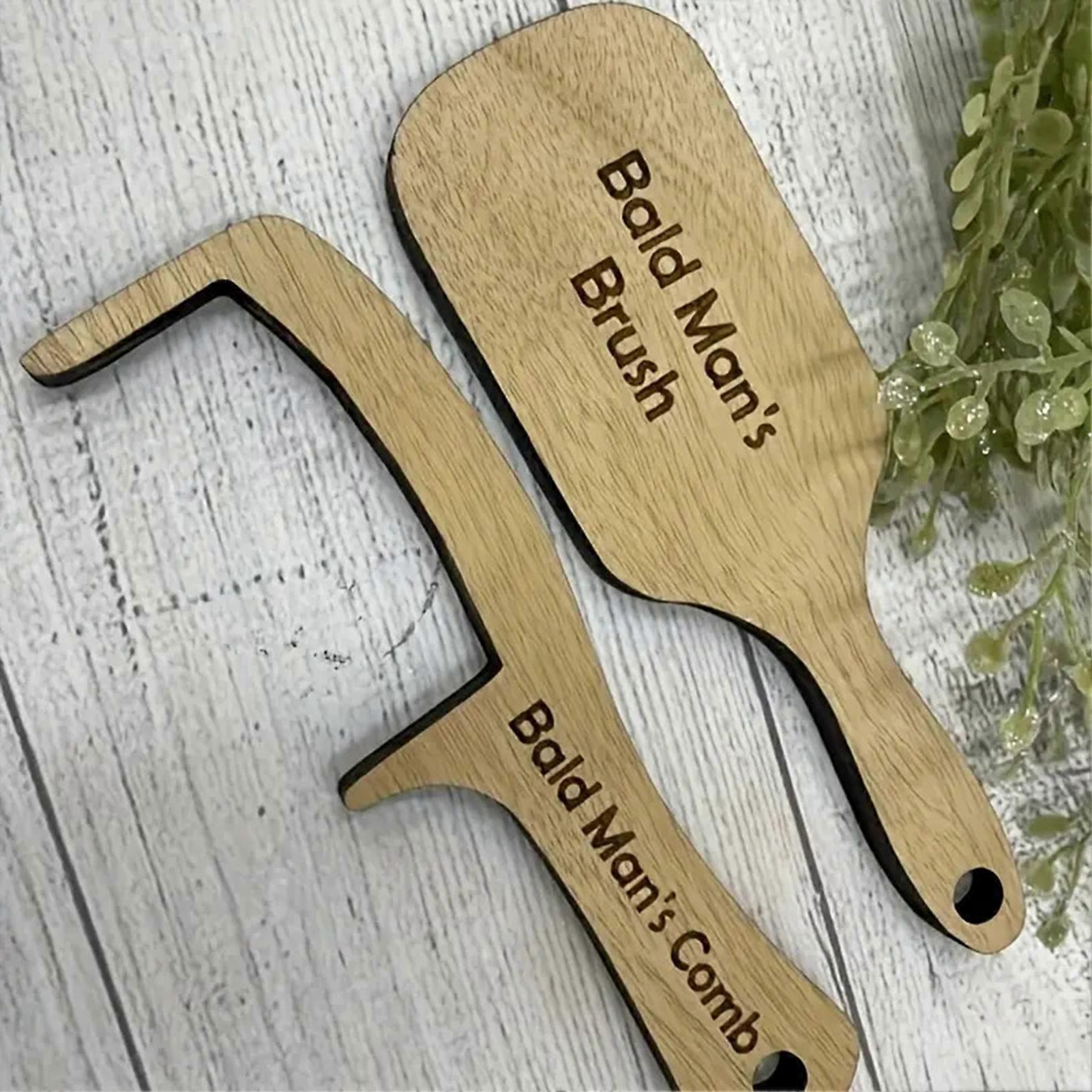 Gag Gift Comb for Bald Man Funny Laser-Cut Wooden Bald Man Comb Joke ...