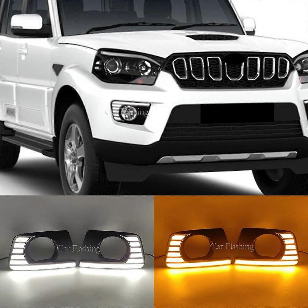 1 Set Car DRL For Mahindra Scorpio 2019 2020 2021 2022 Daytime Running Lights 12V LED Daylight ...