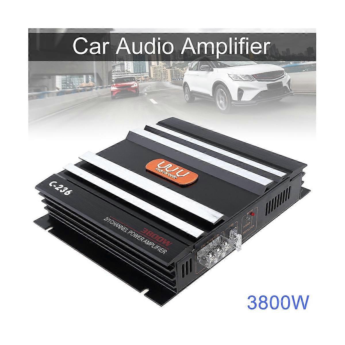 3800 W Car Amplifier 2 Channel Black Aluminum Alloy High Power Car Stereo Audio Power Amplifier ...