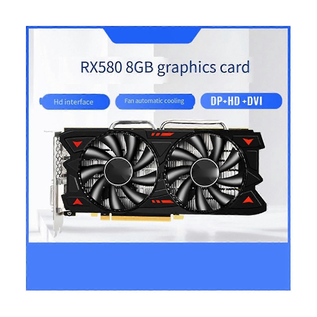 RX580 8G Graphics Card Radiator Dual Fan Game Graphics Card 7000MHz ...