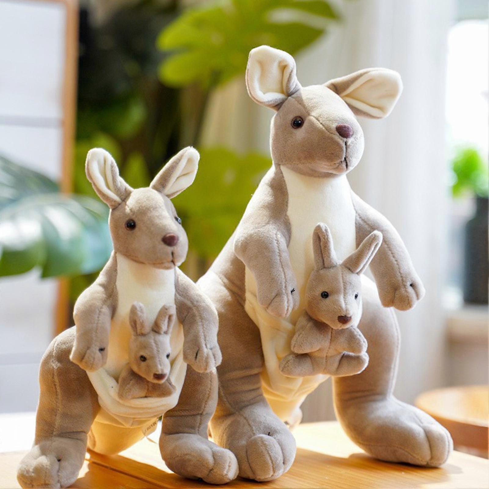 Mom Baby Kangaroo Plush Toy Stuffed Standing Animal Plushie Doll ...
