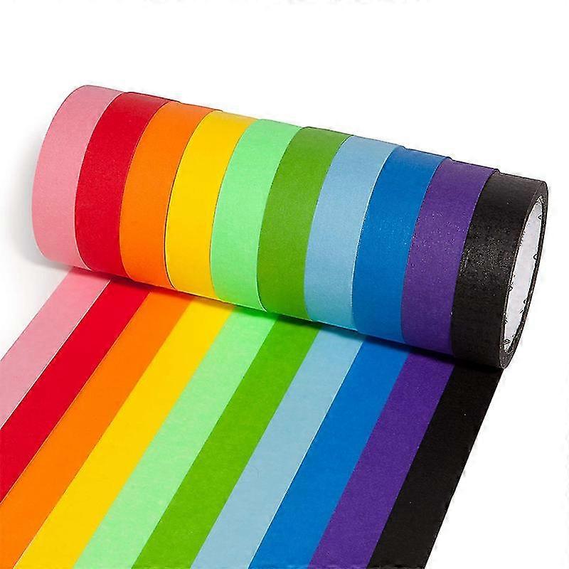 10 Pcs Of 10 Colors 20m Colored Masking Tape Rainbow Color Easy Tear ...