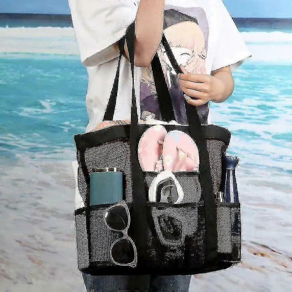 Mesh Pvc Beach Bag Black Large Waterproof Tote Carry Net Bags,beach Bag ...