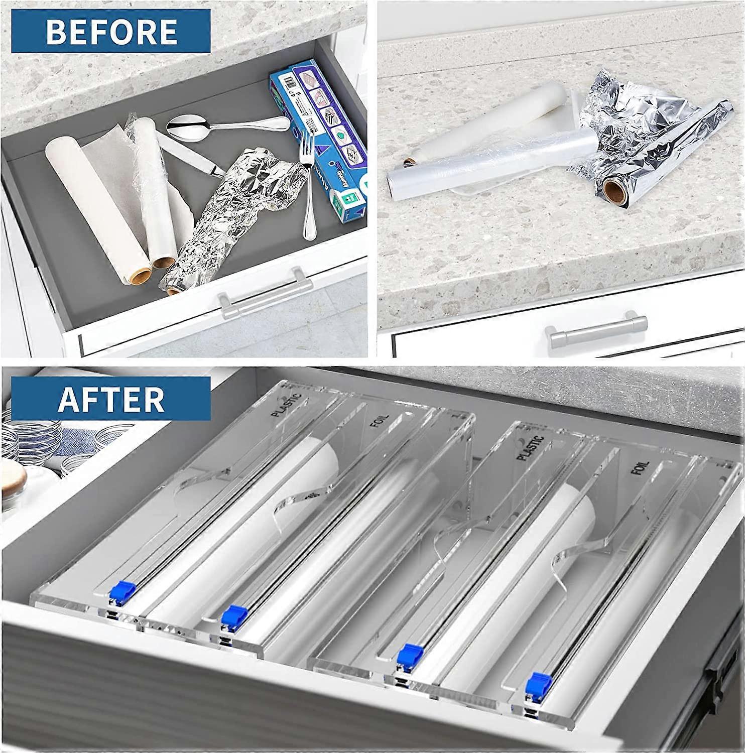 Wrap Dispenser, Acrylic Foil Dispenser with Slide Cutter and Labels ...