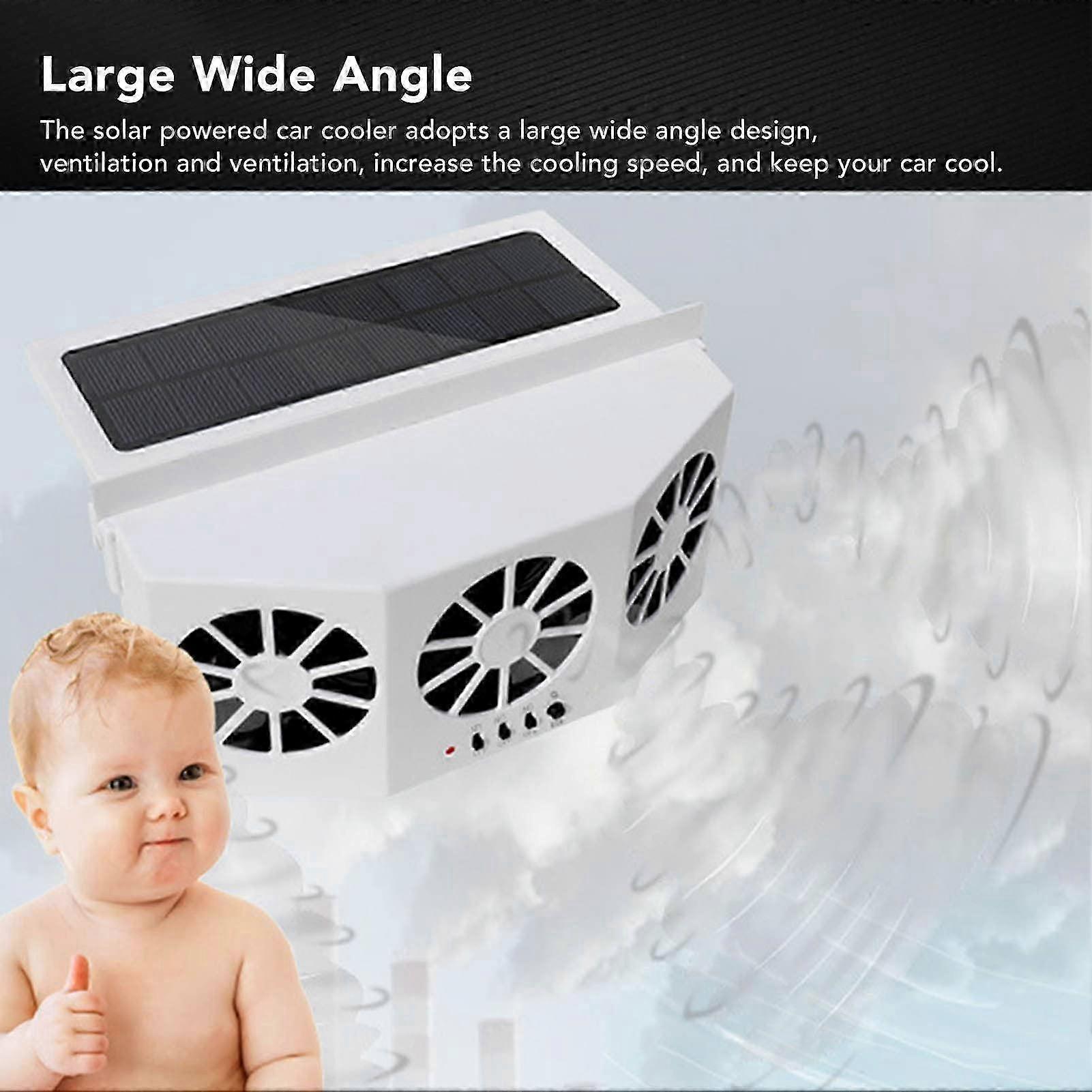 Car Cooling Fan, Solar Powered Car Cooler, 3 Fans Deodorant Energy ...