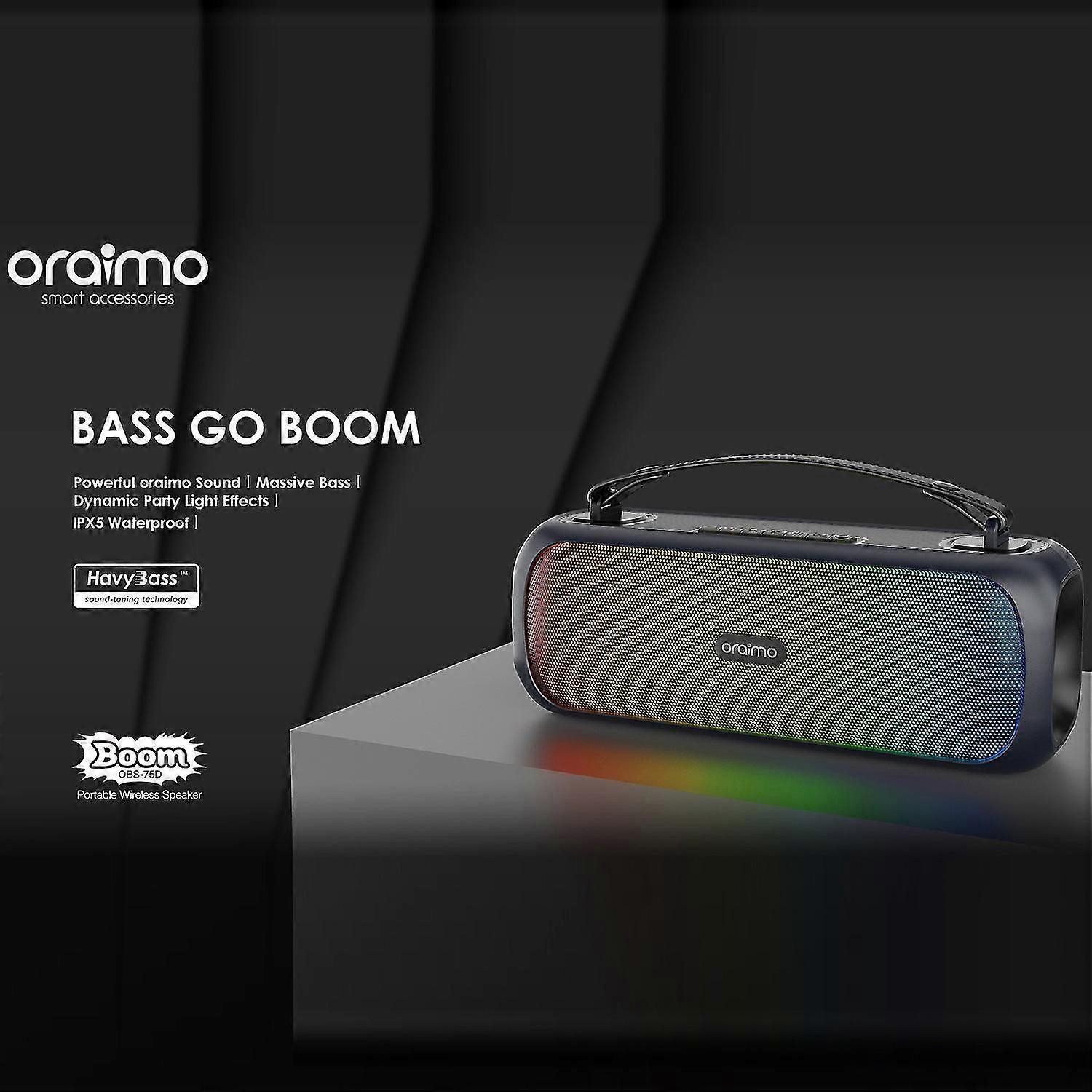 Oraimo Wireless Speaker OBS-75D Boom Powerful Sound Massive Bass Dynamic Light Effects Portable ...