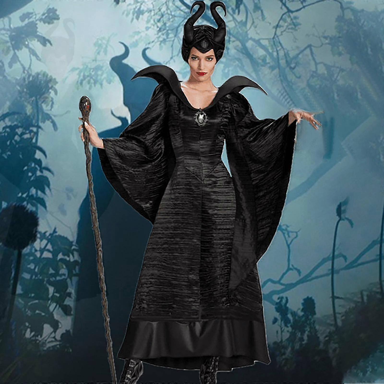 Halloween Maleficent Witch Evil Queen Cosplay Costume Women Ladies ...