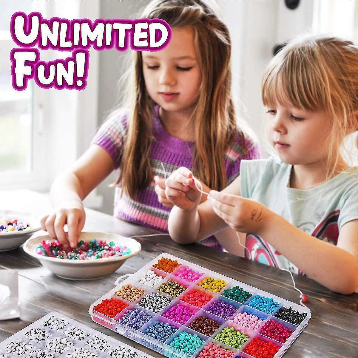 Jewelry Making Kit Alphabet Letter Glass Beads Bracelets DIY Bead Craft ...