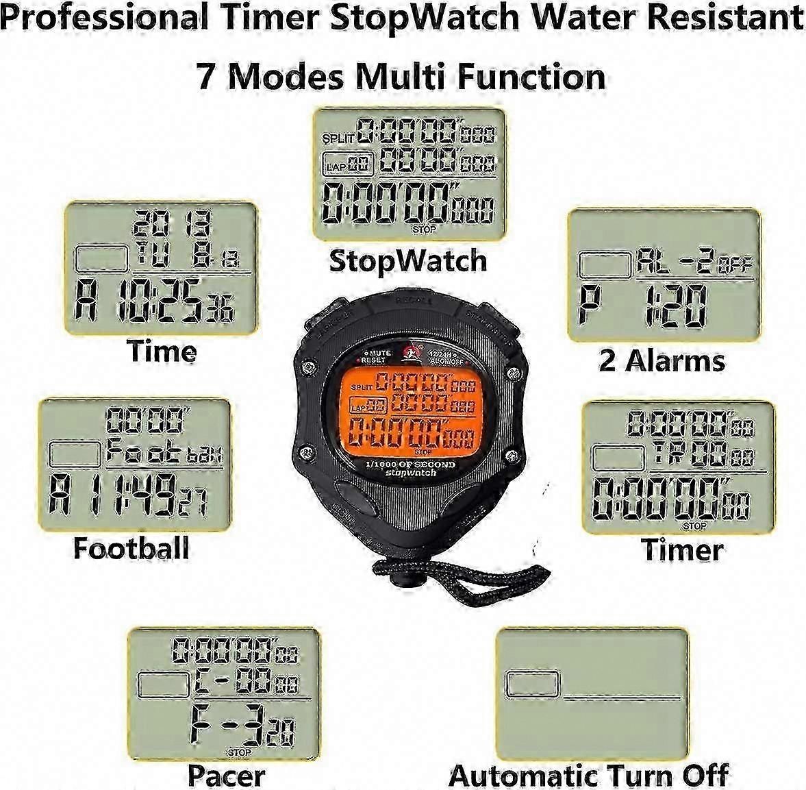 Digital Stopwatch with Backlit Display & Alarm for Sports Coaching ...