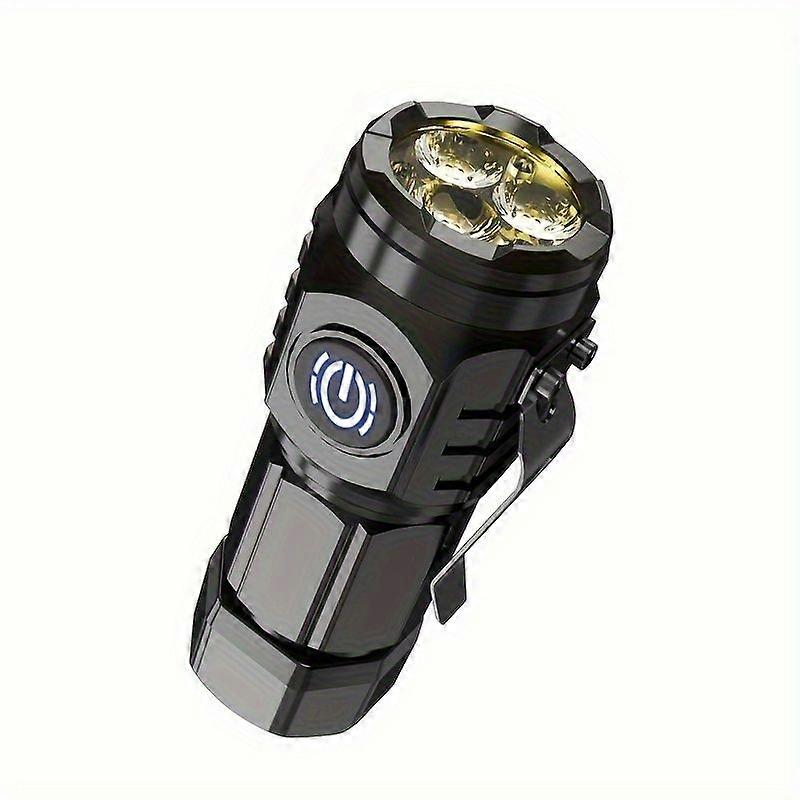 Mini LED USB rechargeable flashlight, frog eye lens, 3 LED wicks, five ...