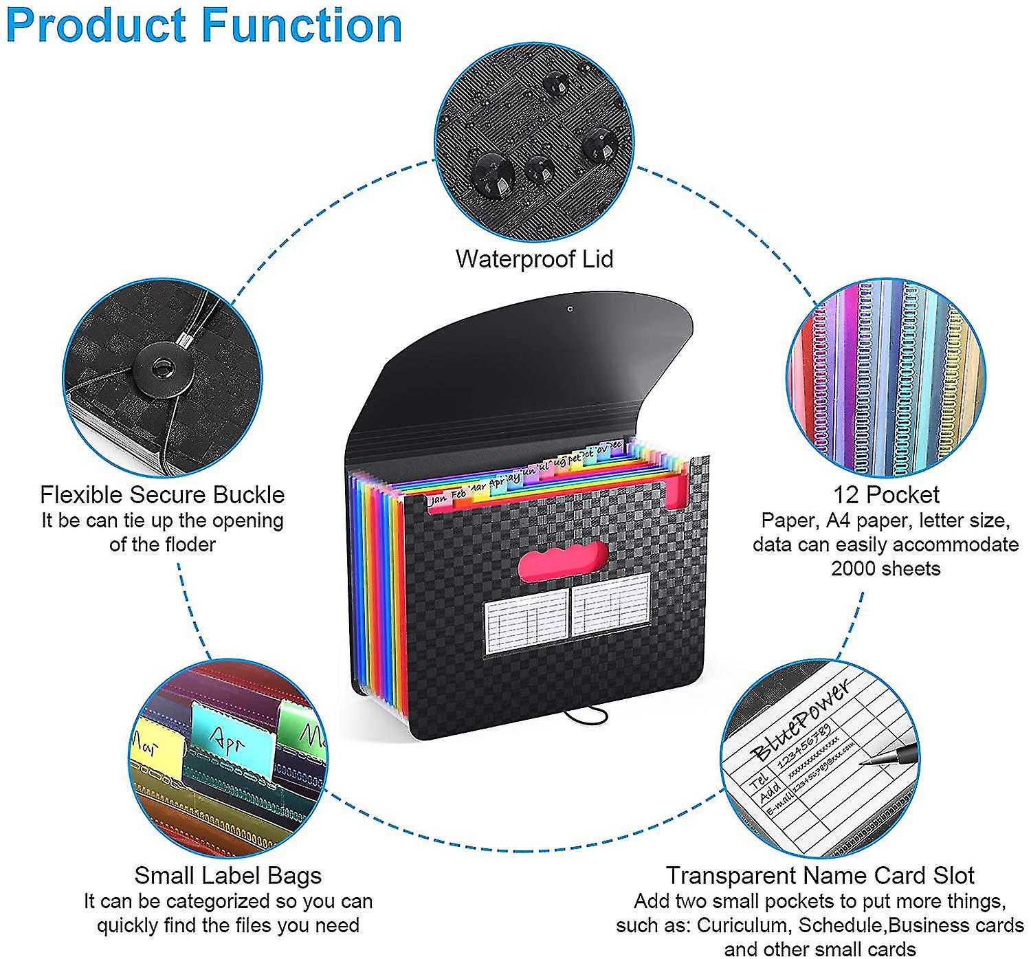 Accordian File Organizer 13 Pockets Expanding File Folder Expandable