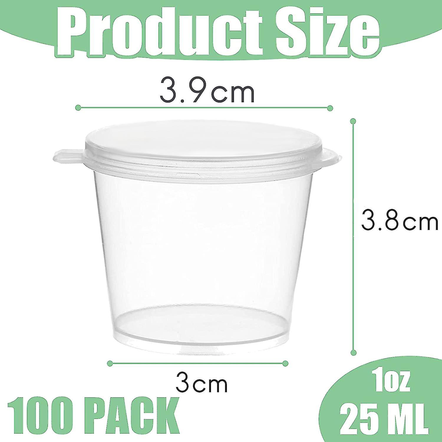 100 X 1oz Round Food Container Pots With ,hinged Sauce Pots Reusable ...