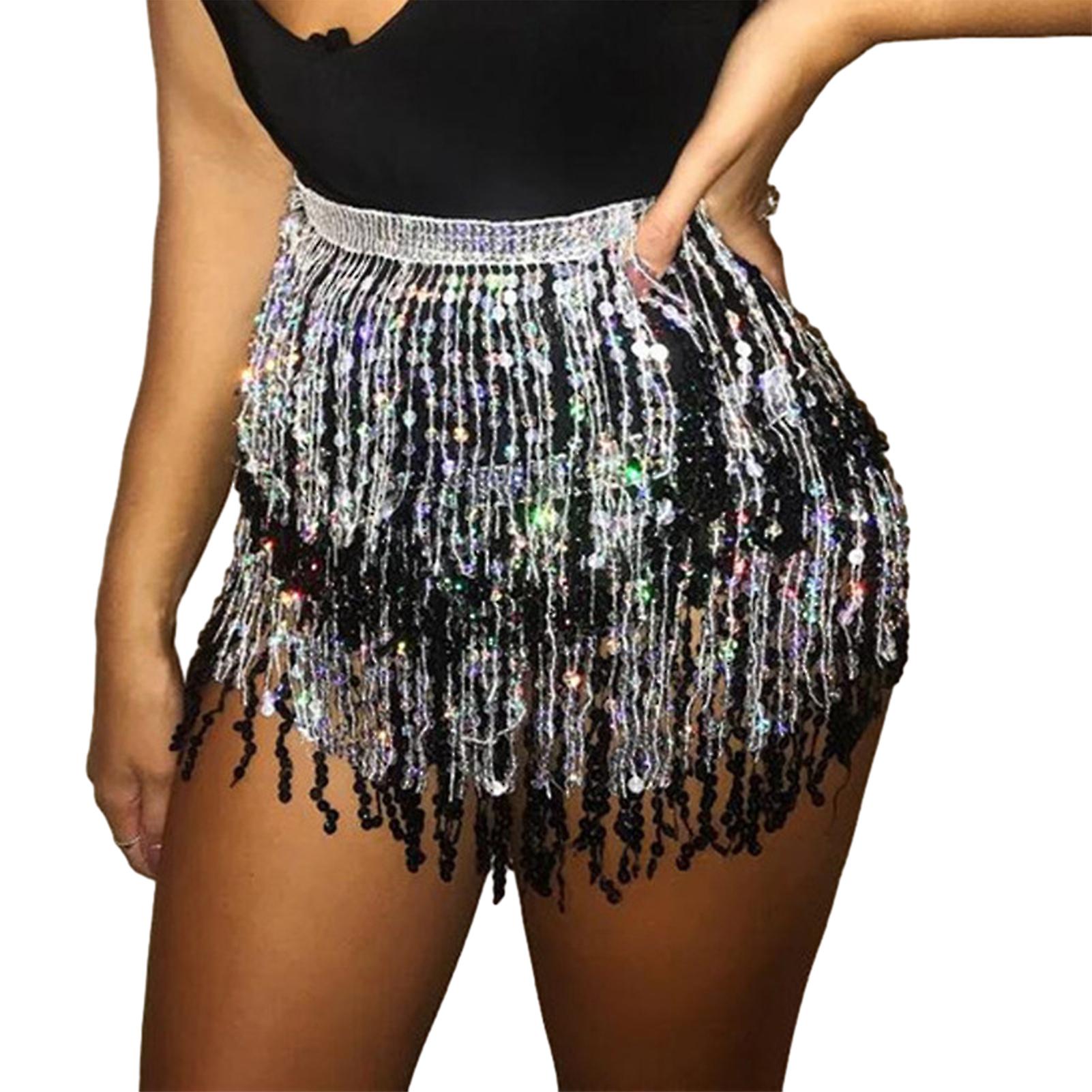 Sexys Bellys Dance Sequin Skirt with 4 Layer Personalized Party Costume ...