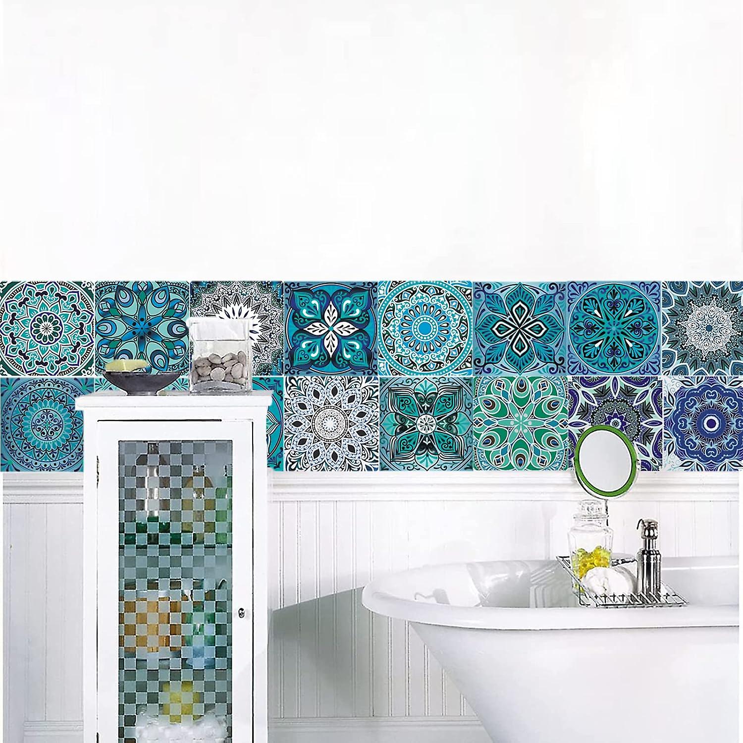 20 Pieces Kitchen Tile Stickers, Adhesive Bathroom Tile Stickers, Tile Stickers, Waterproof Self ...