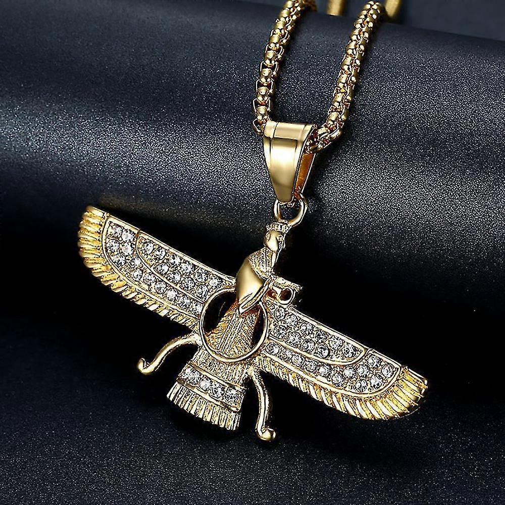 Stainless Steel Iran Faravahar Ahura Mazda Pendant Gold Color ...