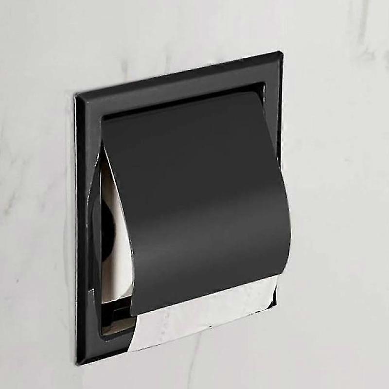 Black Built-in Toilet/Tissue Holder Full Metal Construction 304 ...